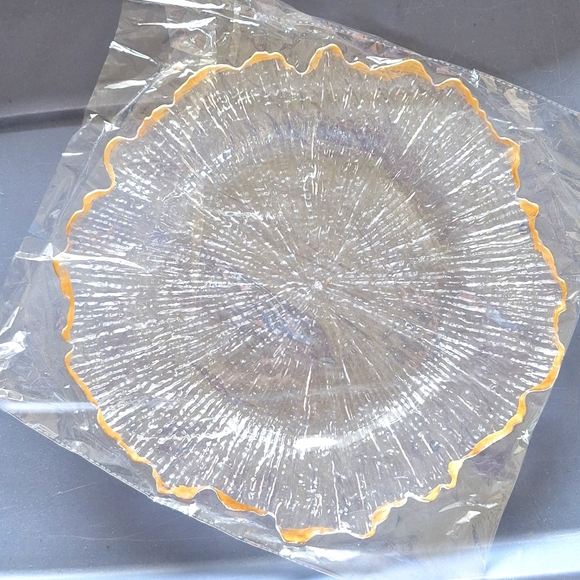 Party Supplies | Clear Sets Of 1charger Reef Plates With Gold Rim ...